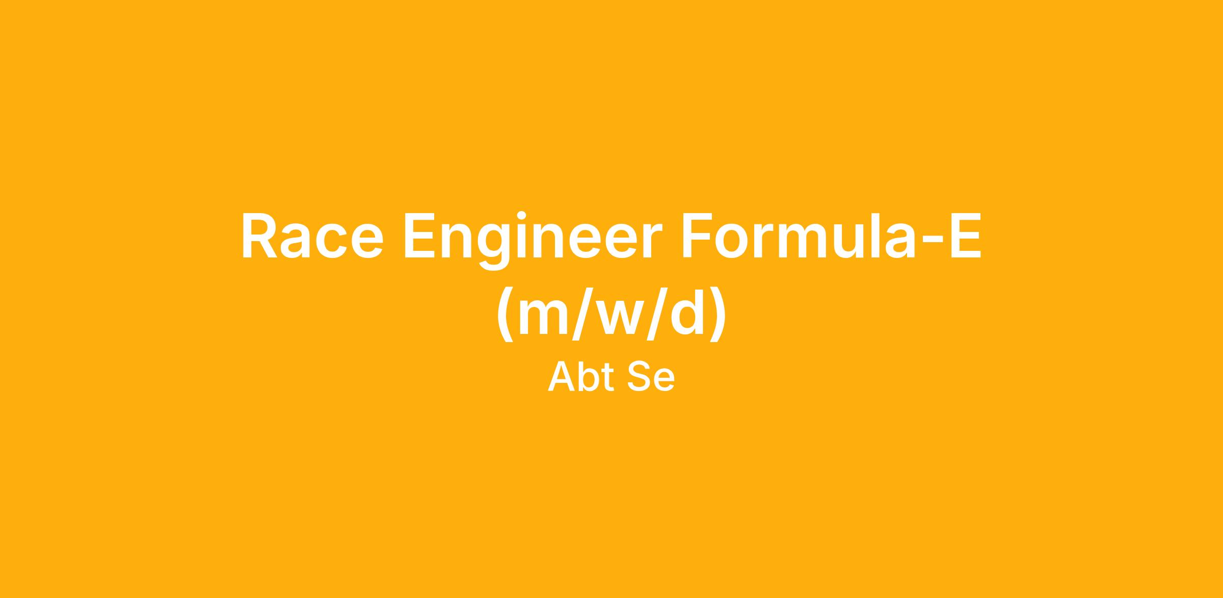 Race Engineer Formula-E | motorsport.jobs - Search for your new career